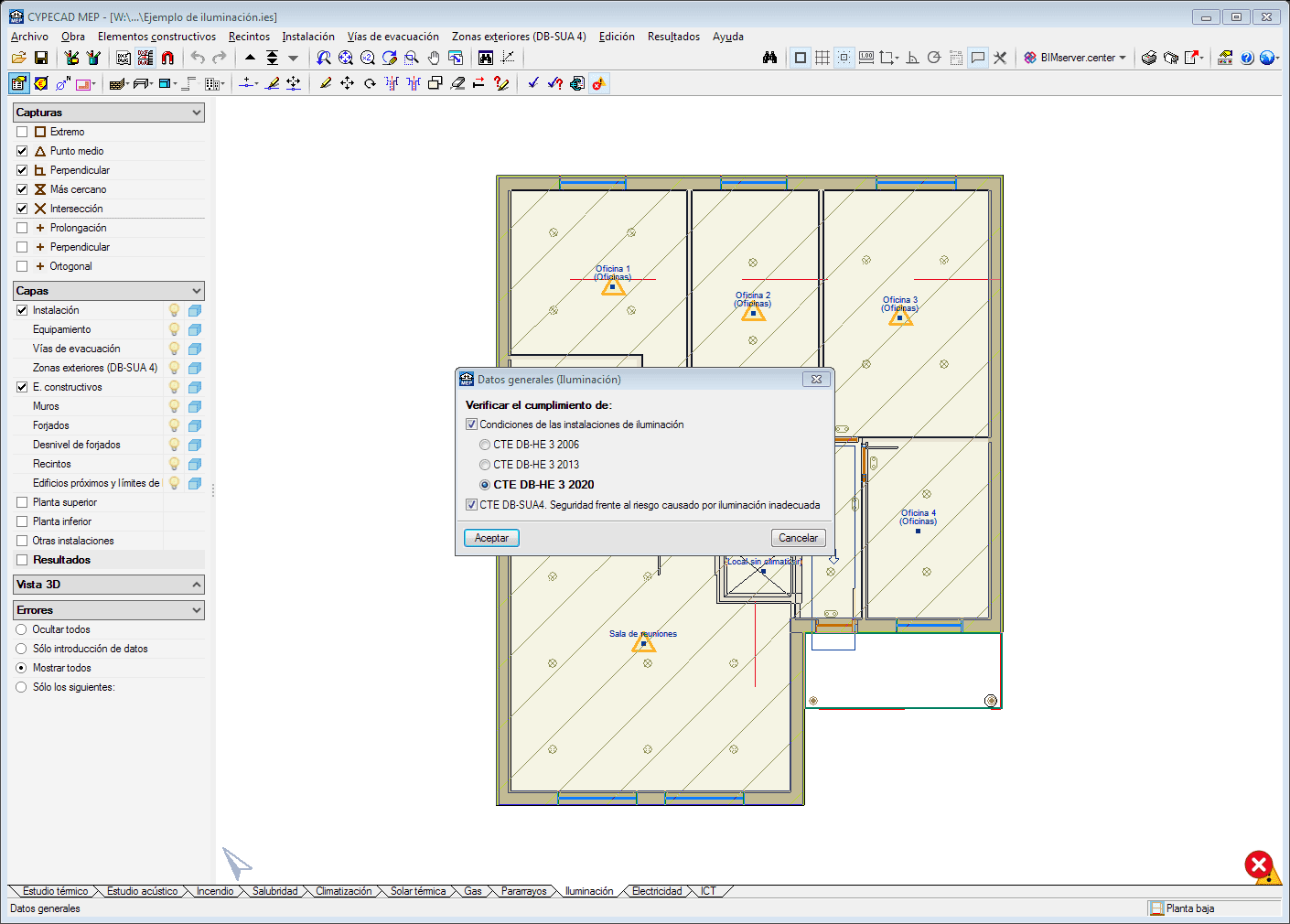 CYPECAD MEP 2021 verificación CTE DB HE3 en cuanto a iluminación. CYPECAD MEP 2021 verificación CTE DB HE3 en cuanto a iluminación.